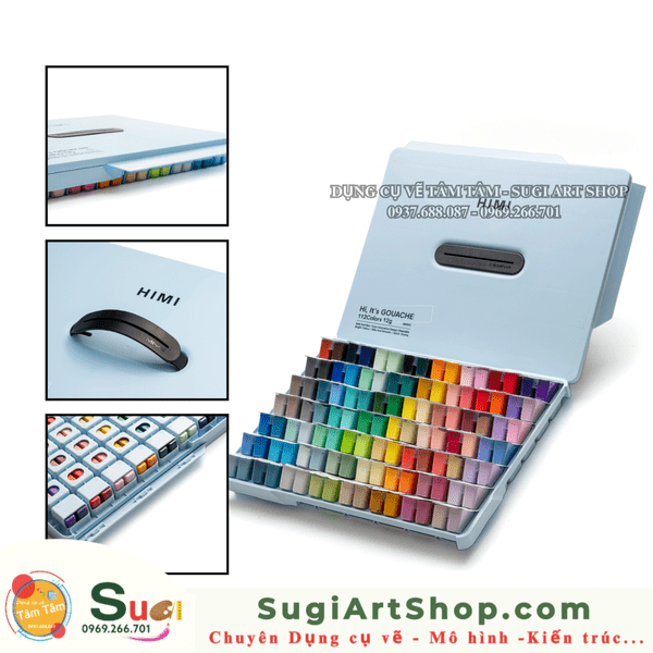 Hộp 112 Màu Gouache HIMI Sinh Đôi HIMI Twins - Sugi Art Shop